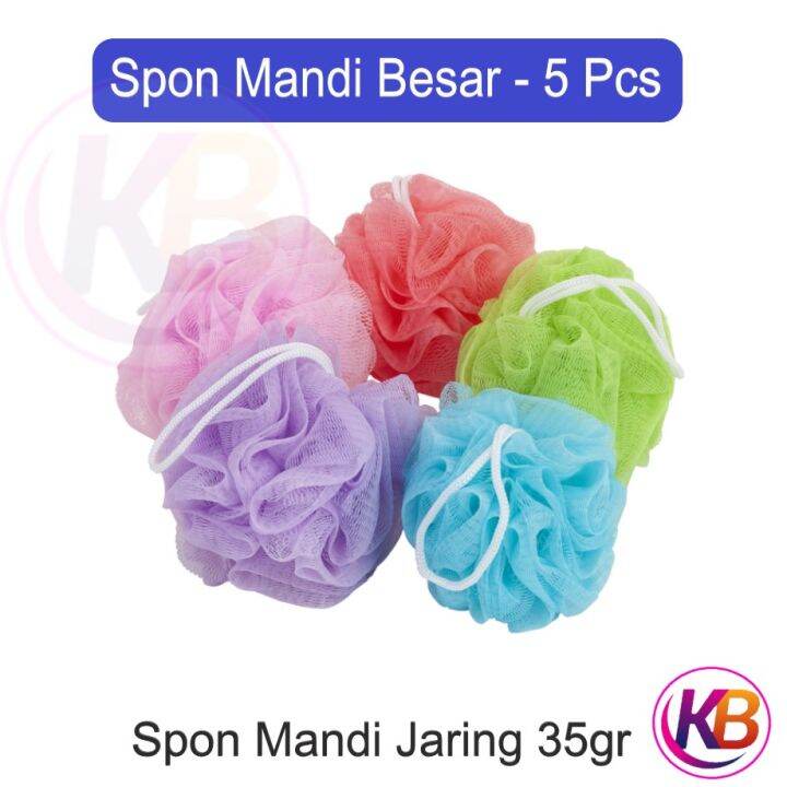 [ISI 5 PCS] Spon Mandi Ukuran BESAR - Spons Mandi Jaring - Bath Sponge ...