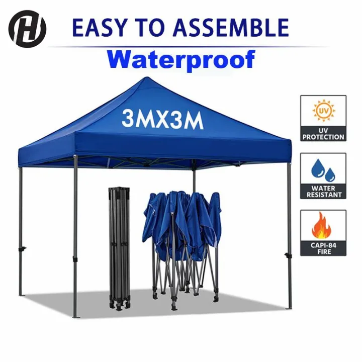 3x3m Outdoor Tent Waterproof with Stand Heavy Duty Retractable Tent Car ...