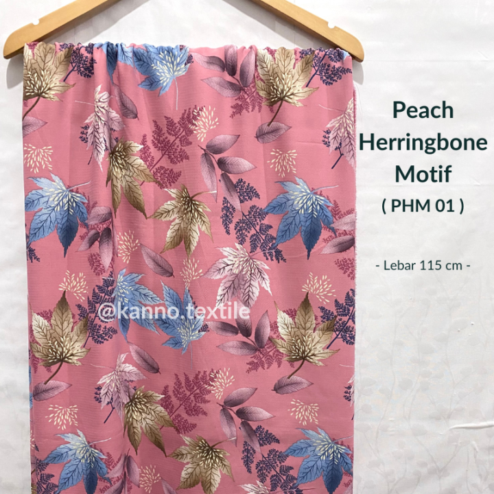 Kain Peach Herringbone PHM01 Motif Daun Warna Love Pink | Lazada Indonesia