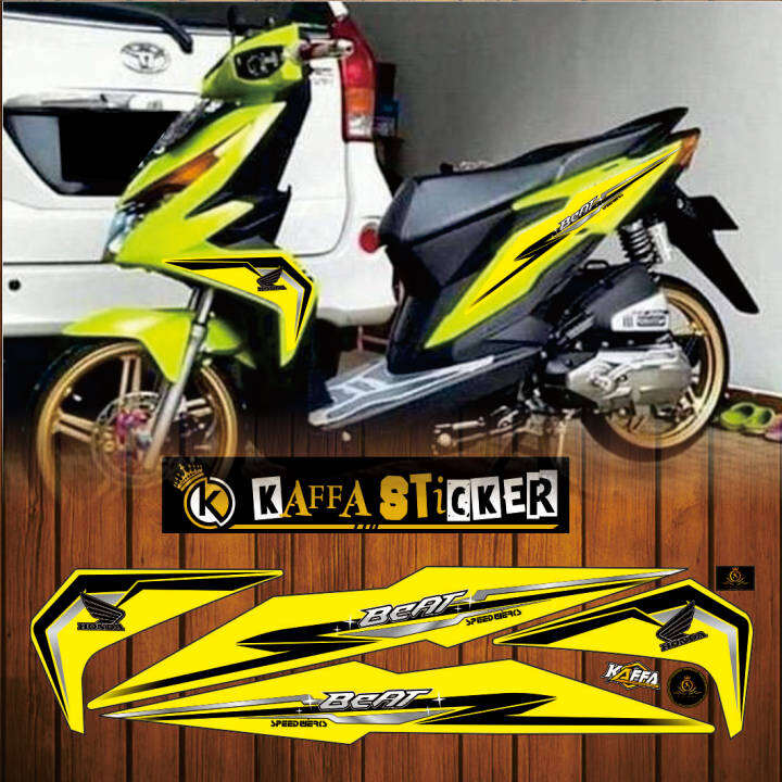 STRIPING STIKER VARIASI MOTOR HONDA BEAT STREET NEW KUNING LIS HITAM ...