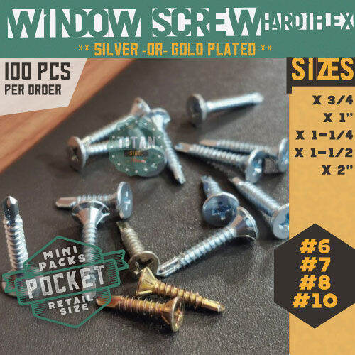 Titan Steel - 100 PCS - Hardiflex / Window Screw (Gold or Silver Plated ...