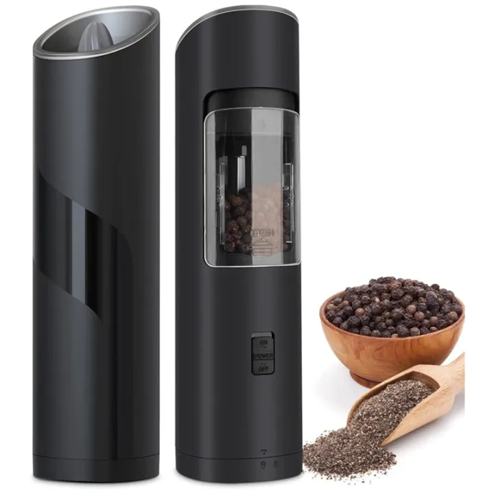 2Pack Electric Salt and Pepper Mill Set, Battery Powered Gravity Pepper ...