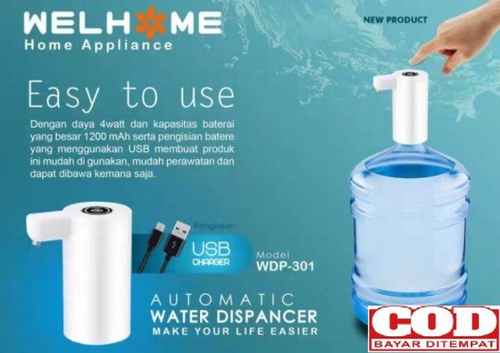 Pompa Galon Elektrik Portable/ Dispenser Pompa Air Galon Welhome - USB ...