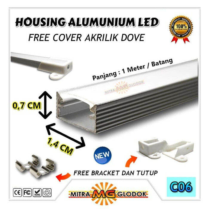"HOUSING ALUMUNIUM ALUMINIUM ALUMINUM LED STRIP RIGID BAR PANJANG 1 ...