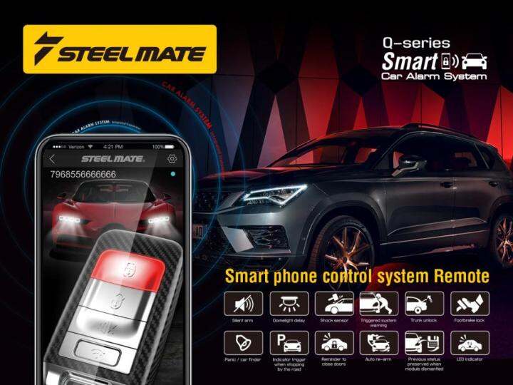 Steel Mate Q-Series Car Alarm System Smart Phone Control System Remote ...
