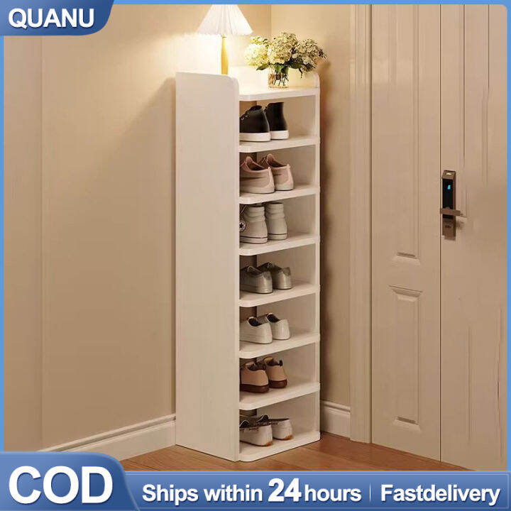QUANU Rak Kasut Kayu Multi-layer Narrow Shoe Rack Shoe Cabinet Space ...