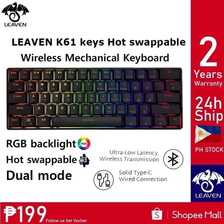 LEAVEN K61 Mechanical Keyboard Two Mode swappable 60 RGB RK61 Mechani ...