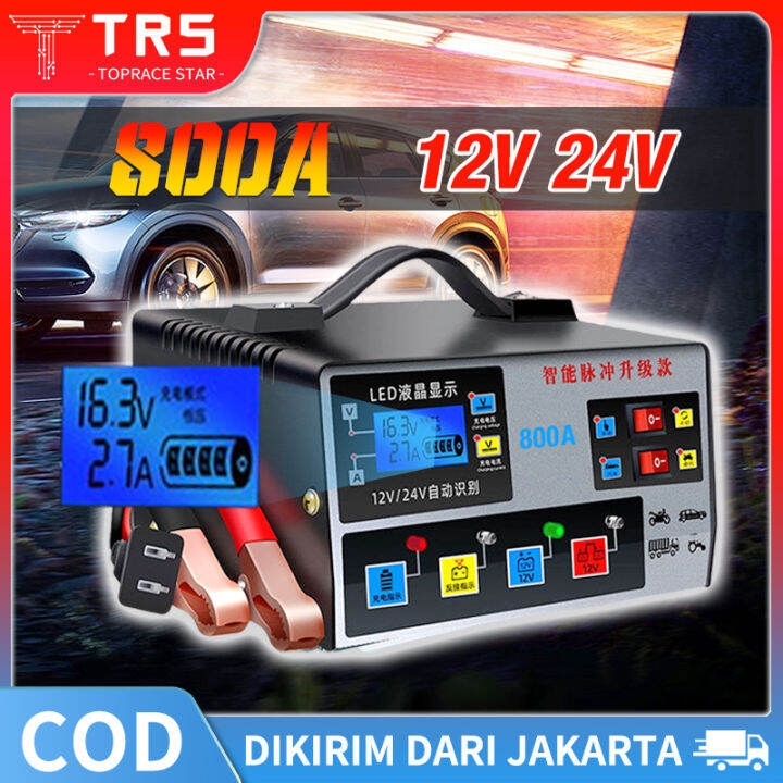 Charger Aki Motor Dan Mobil Otomatis Pengisi Daya Perbaikan Aki Mobil 400W 12V/24V 500A/800A ...