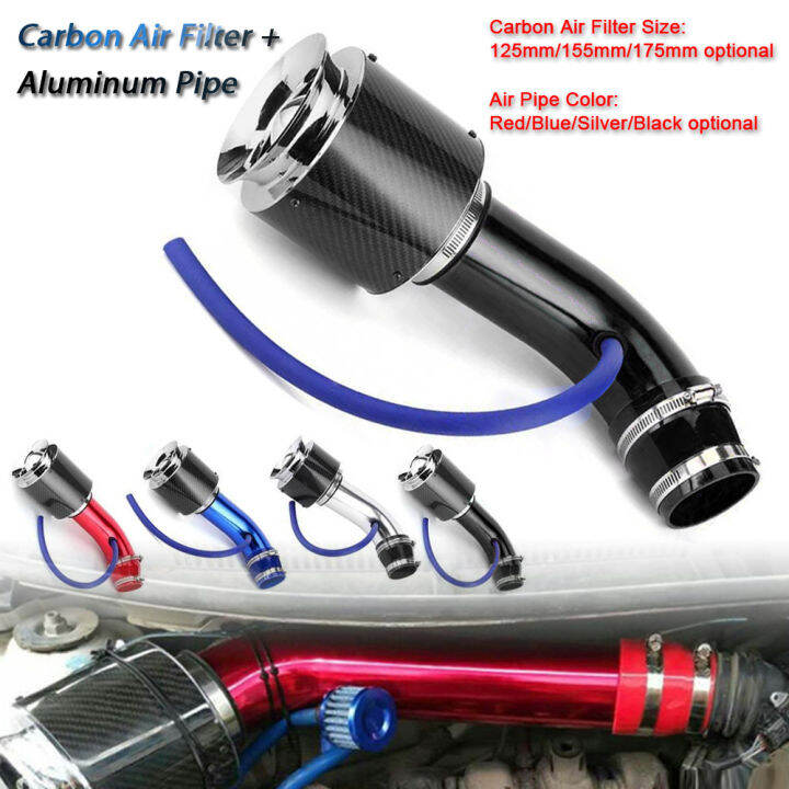 76mm Air Filter Supercharger Hood Air Intake Kit Carbon Fiber Filter ...