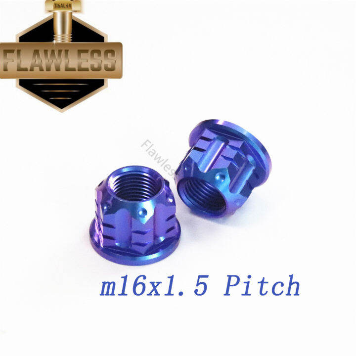 Flawless-Ti Gr5 Titanium Rear Axle Spindle CNC Nut M16x1.5Pitch Fit ...