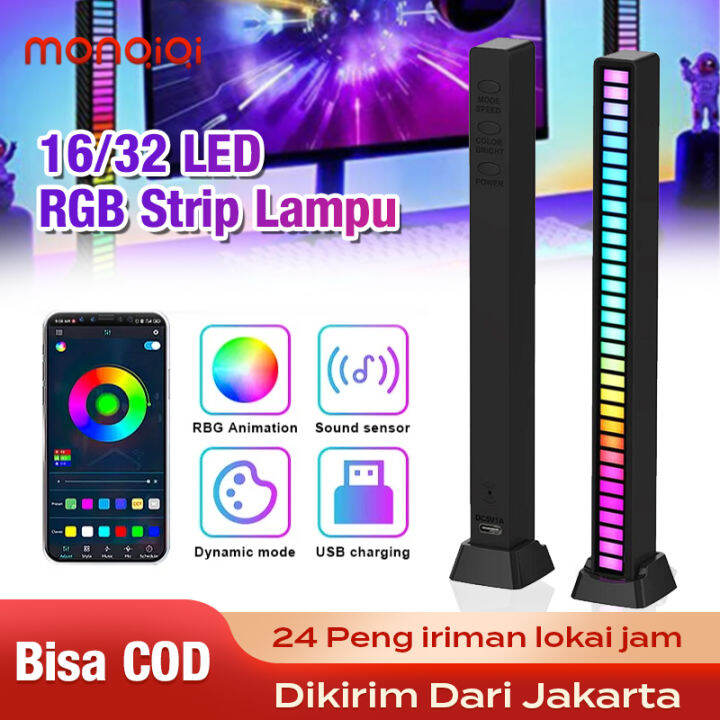 Monqiqi Lampu RGB Strip RGB Bar Strip Audio Indicator RGB Lampu LED ...