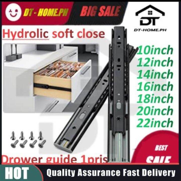 HOT Soft Closing Hydraulic Drawer Full Extension 3 Fold Slide Guide ...
