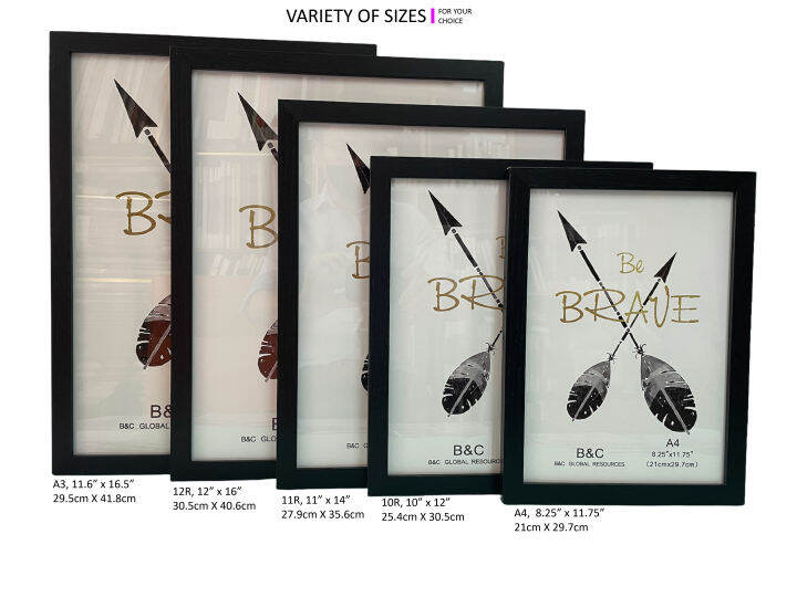 Photo Frame Size A4 / 10R / 11R / 12R / A3 - WHITE / BROWN / BLACK - (1pc) | Lazada
