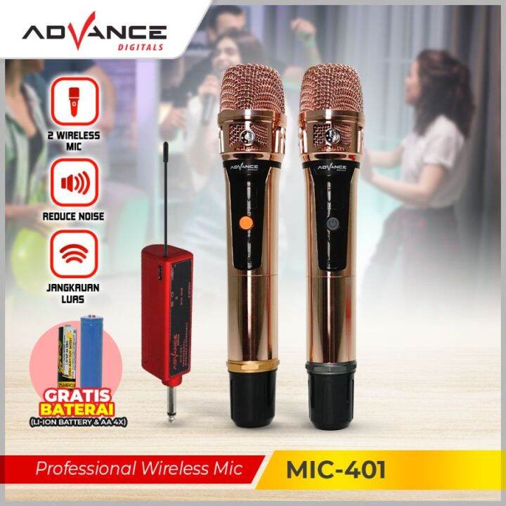 MIC ADVANCE WIRELESS 401 MIC ADVANCE ORIGINAL MIC TANPA KABEL PRODUK ...