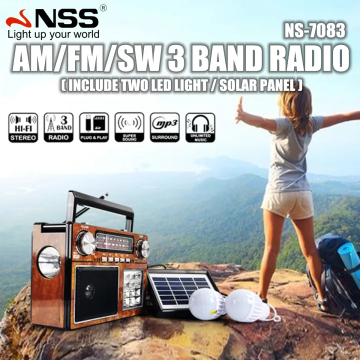 NSS - AM/FM/SW 3 Band Radio With USB/SD/TF Music Player ( Inclde Solar ...