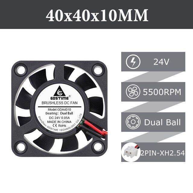 Gdstime 40x40x10mm Dc 24v Brushless 2pin Dual Bearing Radiator 4cm Mini ...