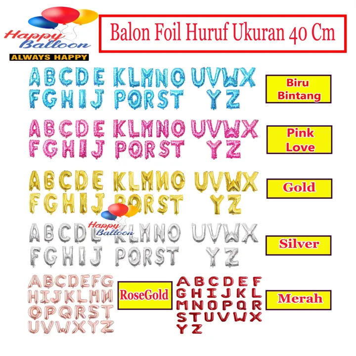 Balon Huruf / Balon Nama / Balon Foil Huruf Nama / Balon Angka / Foil ...