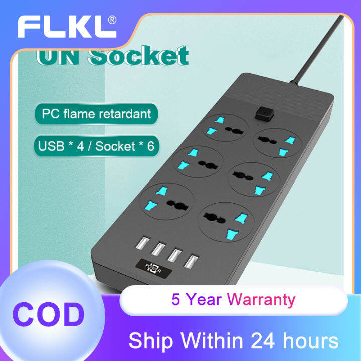 Universal 3/6 Power Socket Extension With USB Ports Power Strip Surge ...