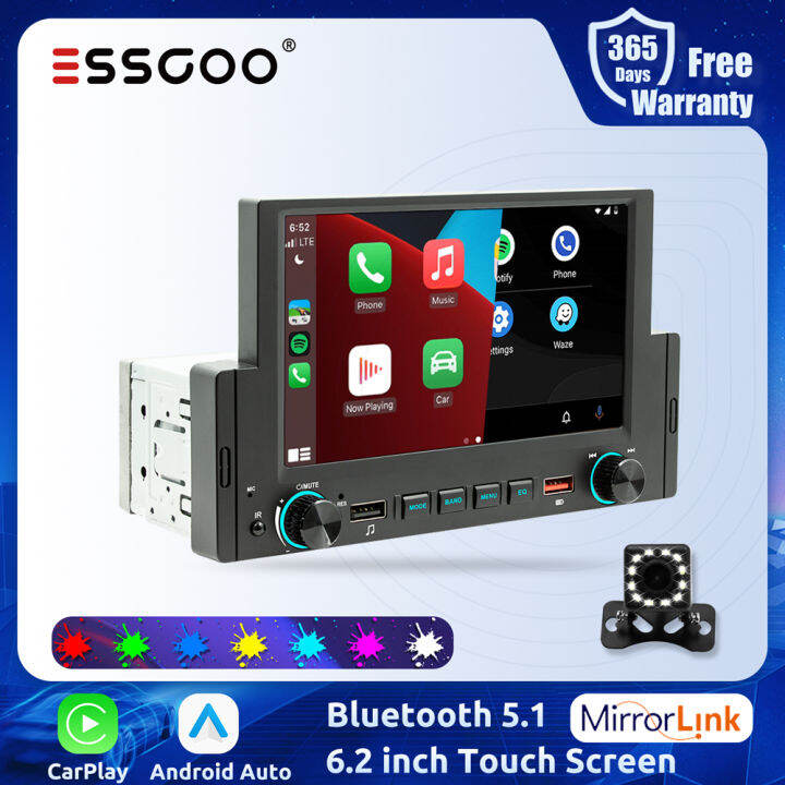 ESSGOO 1 Din Car Radio CarPlay Android Auto Stereo Multimedia Player ...