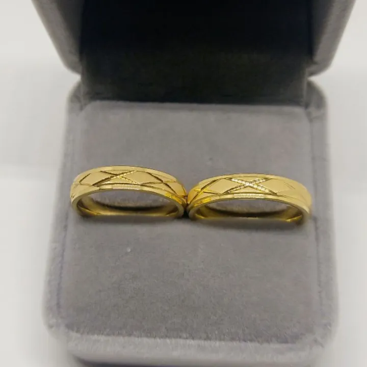 Couple Ring Wedding Ring Stainless Steel 18k Gold Plated with free box ...
