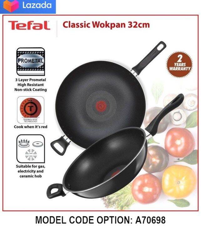 Tefal Cook Easy Wokpan (32cm) (b50389) / (a70698) Tefal Cookware Classic Wokpan 32cm | Lazada