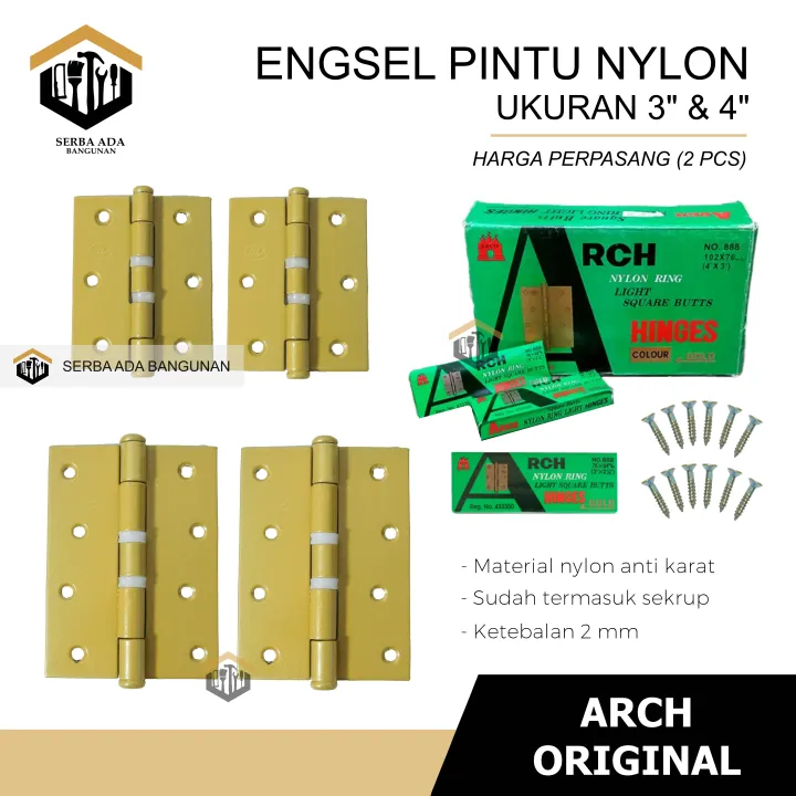 Engsel Pintu Jendela Nylon ARCH RCH Engsel RRT 3 Ukuran 3 dan 4 Inch ...