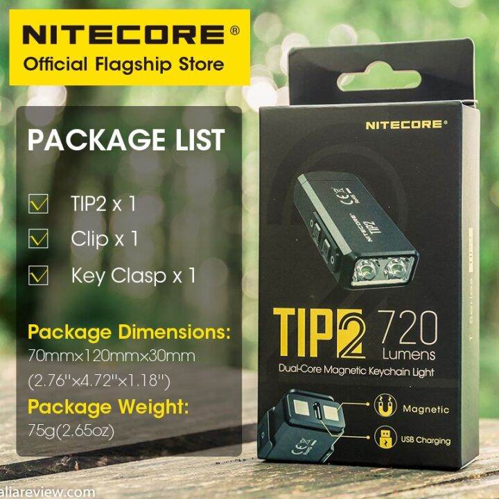 NITECORE ไฟฉาย TIP2พวงกุญแจขนาดเล็ก,โคมไฟกุญแจขนาดเล็กแม่เหล็กแบบดูอัลค ...