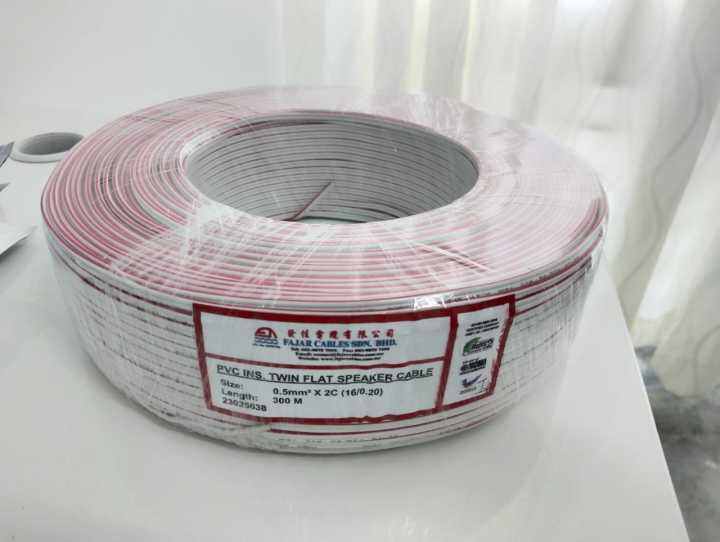 100% Pure Copper PVC Twin Flat Cable 16/0.20 (0.50mm2 x 2C) 2 Core ...