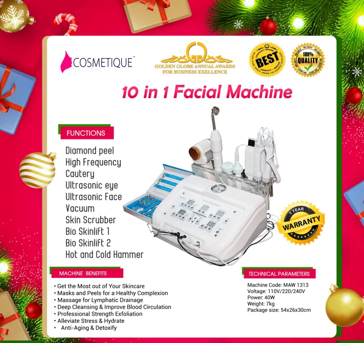 10 in 1 Facial Machine Microdermabrassion Cautery, Ultrasonic, High ...
