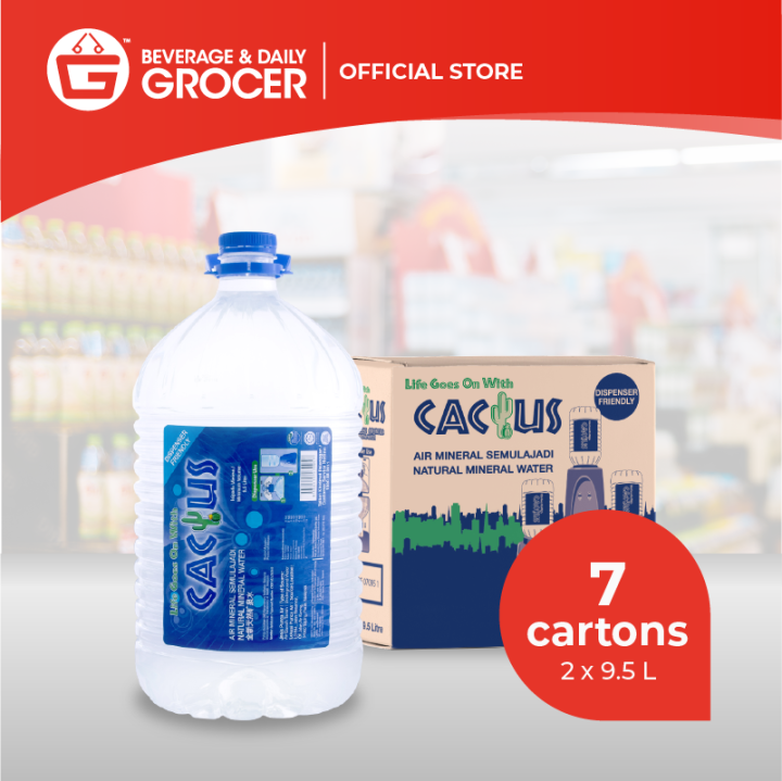 Cactus Natural Mineral Water 2 x 9.5L (14 Bottles) 7 Cartons | Lazada