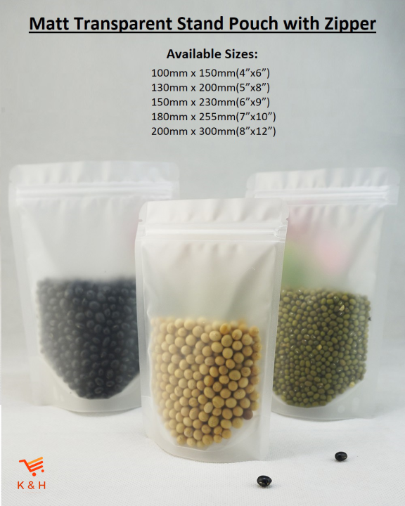 (50pcs+-) Matt Transparent Stand Pouch / Matt Transparent Stand Bag ...