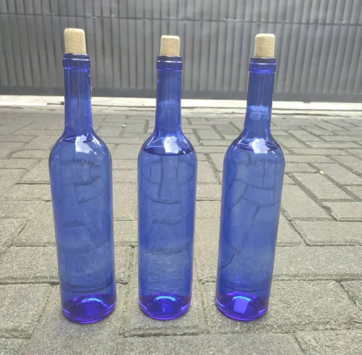 Botol Biru Kaca Blue Solar Water Hooponopono New Moon Full Moon Bottle ...