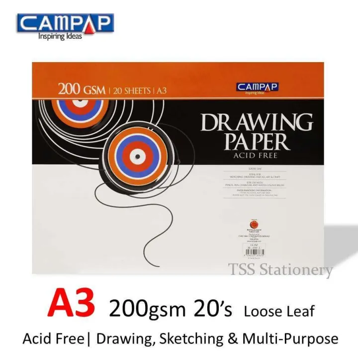 Campap Premium Drawing Paper A3 200gsm/20 Sheet | Kertas Lukisan ...