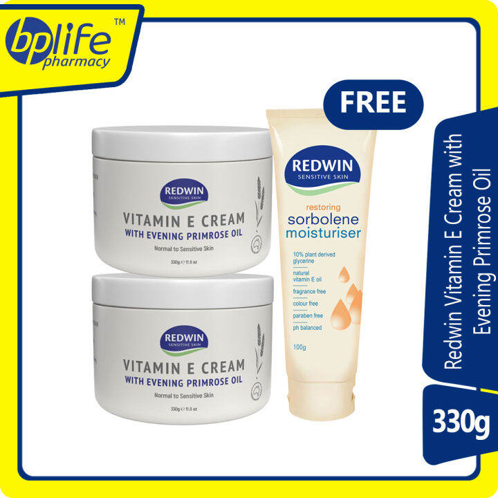 Redwin Vitamin E Cream EPO 330g x 2 FREE Moisturizer 100g | Lazada