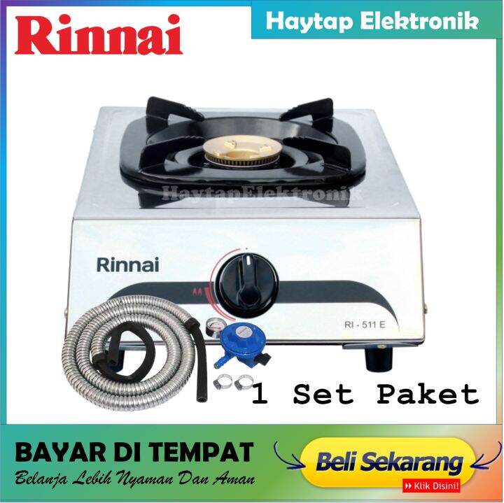 Kompor Gas Stove Rinnai RI-511e Bonus Selang Gas+Regulator Meter Kompor ...