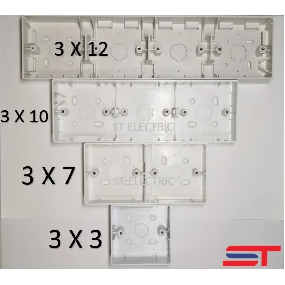 PVC BOX SURFACE TYPE NUT / ELECTRICAL BOX / WHITE BOX / BASE 3X3 / 3X7 ...