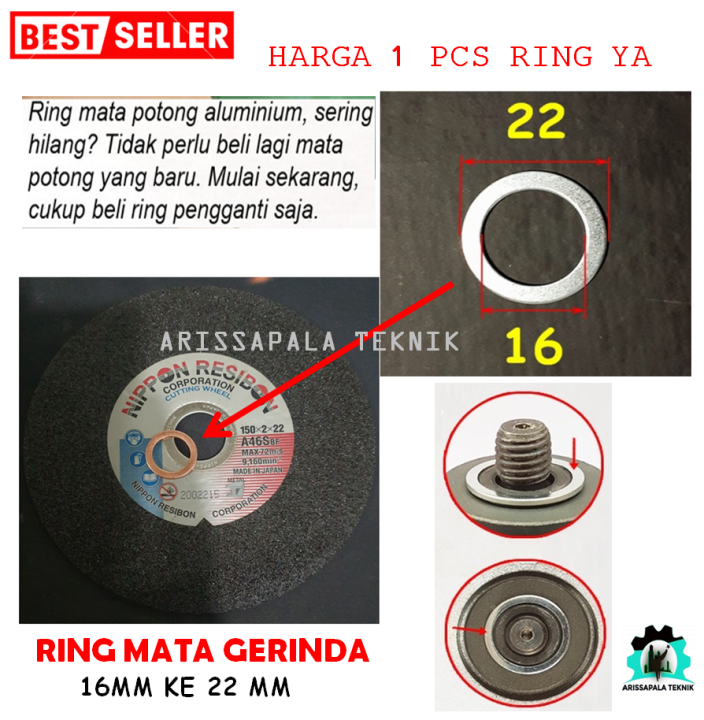 RING MATA GERINDA 16MM KONVERSI KE 22MM RING BATU POTONG BESI 16 MM KE 22 MM | Lazada Indonesia