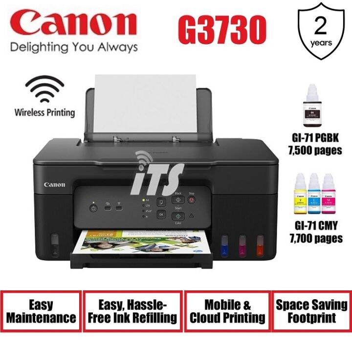 Canon PIXMA G3730 Easy Refillable Ink Tank Wireless All-In-One Printer ...