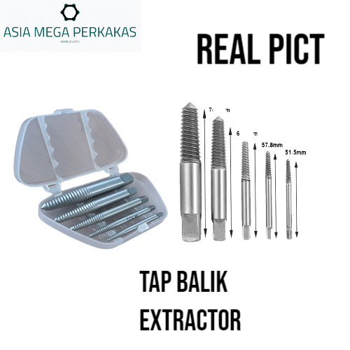 Tap Balik untuk Cabut Sekrup Baut Patah, Set Mata Bor Pencabut Mudah ...