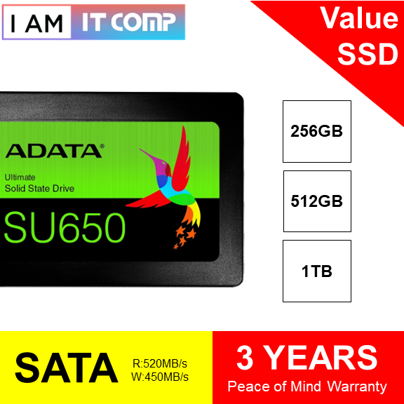ADATA ULTIMATE SU650 SSD 2.5" SATA 256GB / 512GB / 1TB | Lazada
