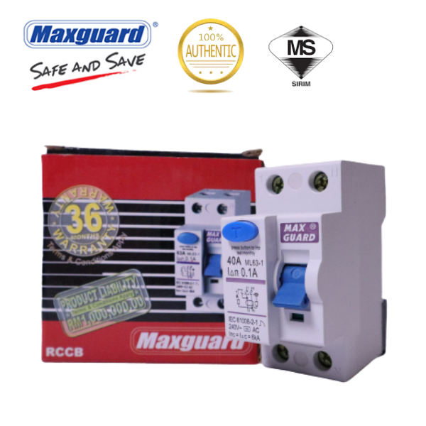Maxguard 40A / 63A 2Pole 100mA / 30mA ELCB RCCB with SIRIM Approve | Lazada
