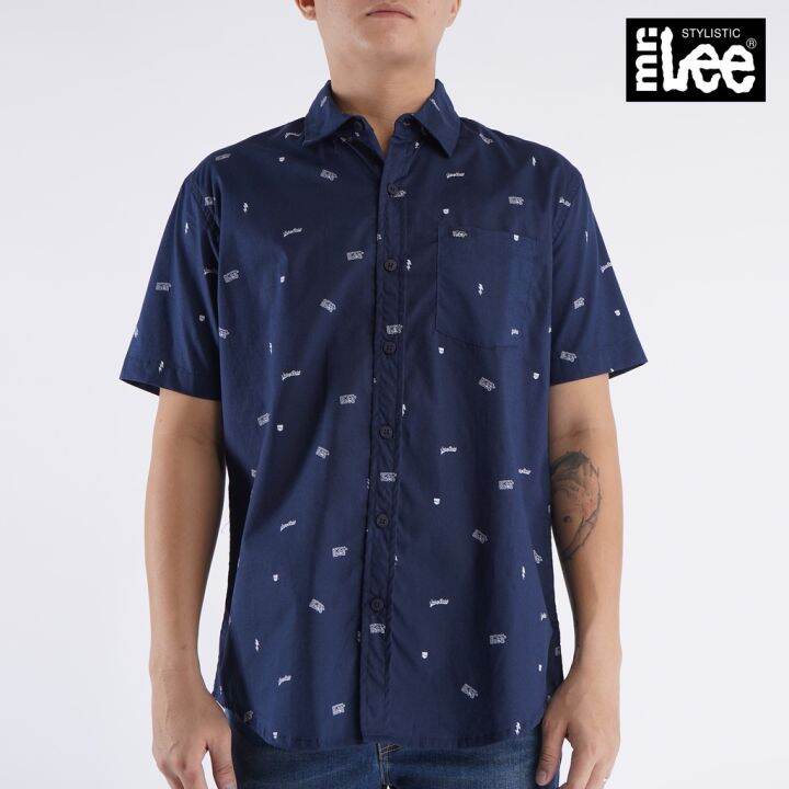 Stylistic Mr.Lee Men's Basic Woven Semi Body Fit 18159 (Navy Blue ...