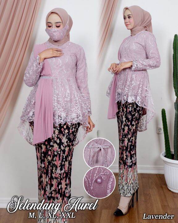 Satu Stel Kebaya Modern Selendang Aurel / Stelan Kebaya Wisuda Terlaris ...