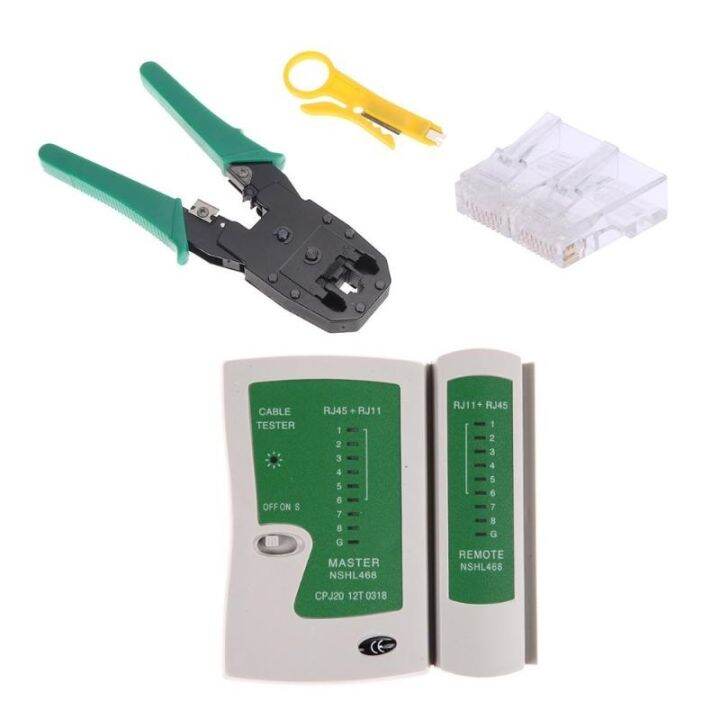 [PIIN] Cable Tester Kit Ethernet Cable Tester Kit Crimp Crimper Pliers ...