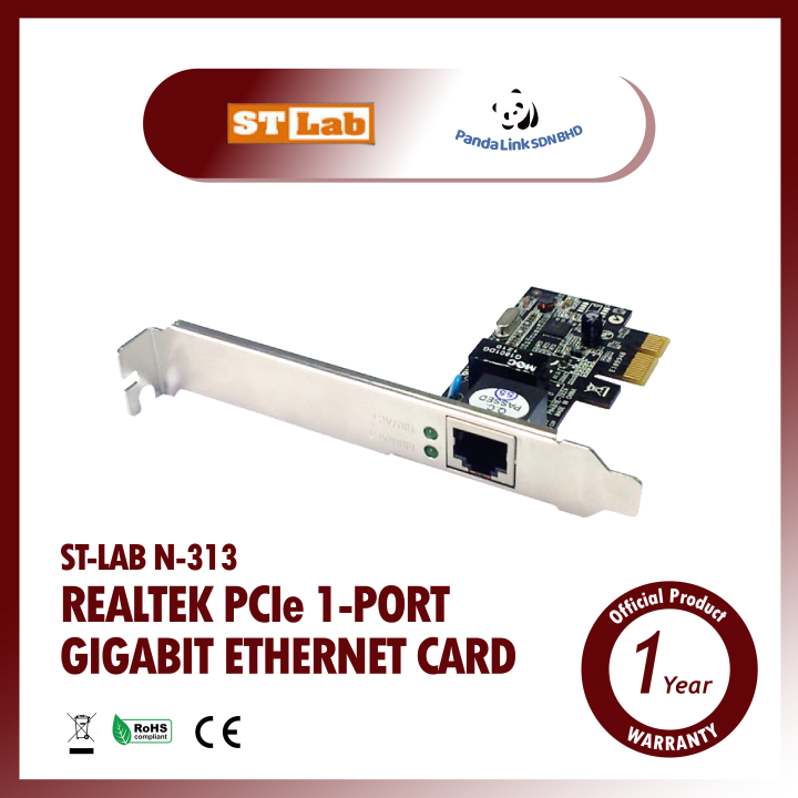 ST-LAB N-314 REALTEK PCIe 1-Port Gigabit Ethernet Card with Low Profile ...