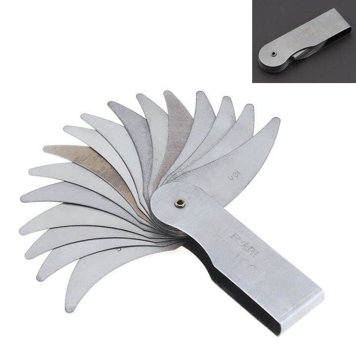 R52 - 100 16 Blade Stainless Steel Radius Gauge Metal R Gauge for ...