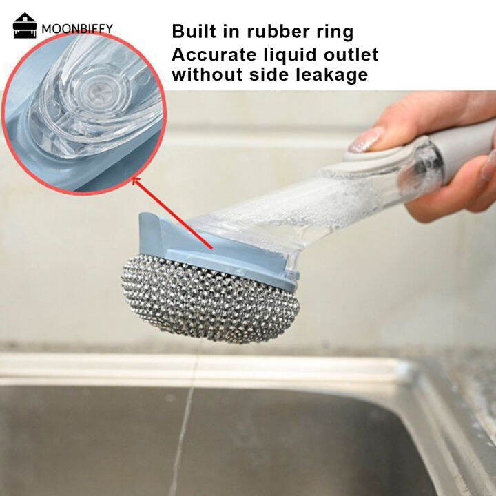 Long Handl Pot Brush Dishwashing Cleaning Tools 2 In 1 Automatic No ...