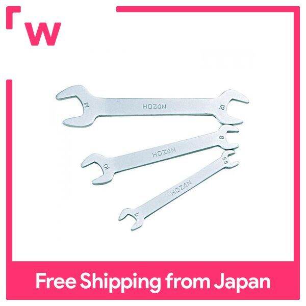 [HOZAN] W-76 Plate Spanner Set 3 pcs|5.5×7mm, 8×10mm, 12×14mm/Thickness 2.3 mm, Thin Type/With ...