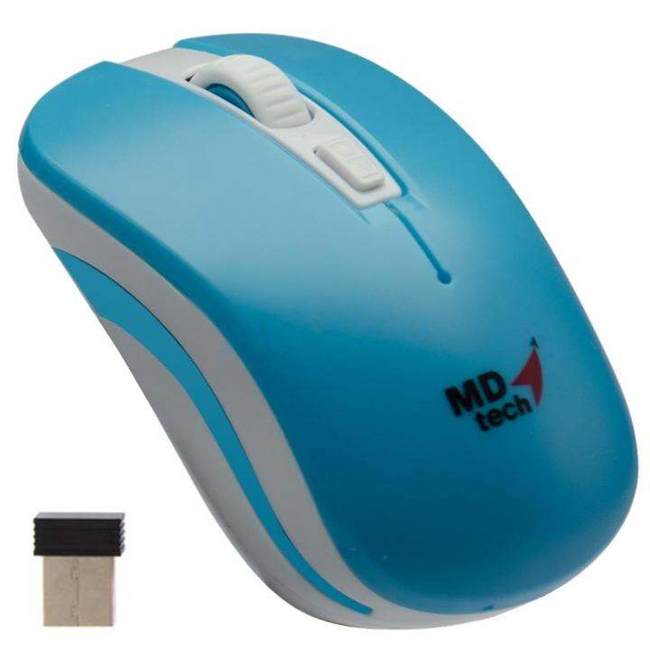 MD-TECH เมาส์ Wireless Optical Mouse USB (RF-134) Blue/White | Lazada.co.th