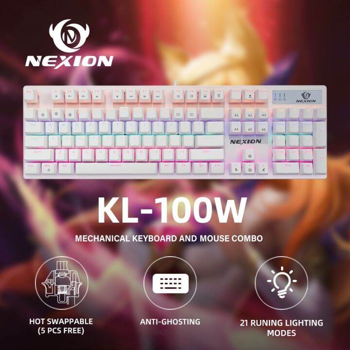 NEXION KY-610 RGB Mechanical Keyboard Light Changing Color 20 RUNNING ...